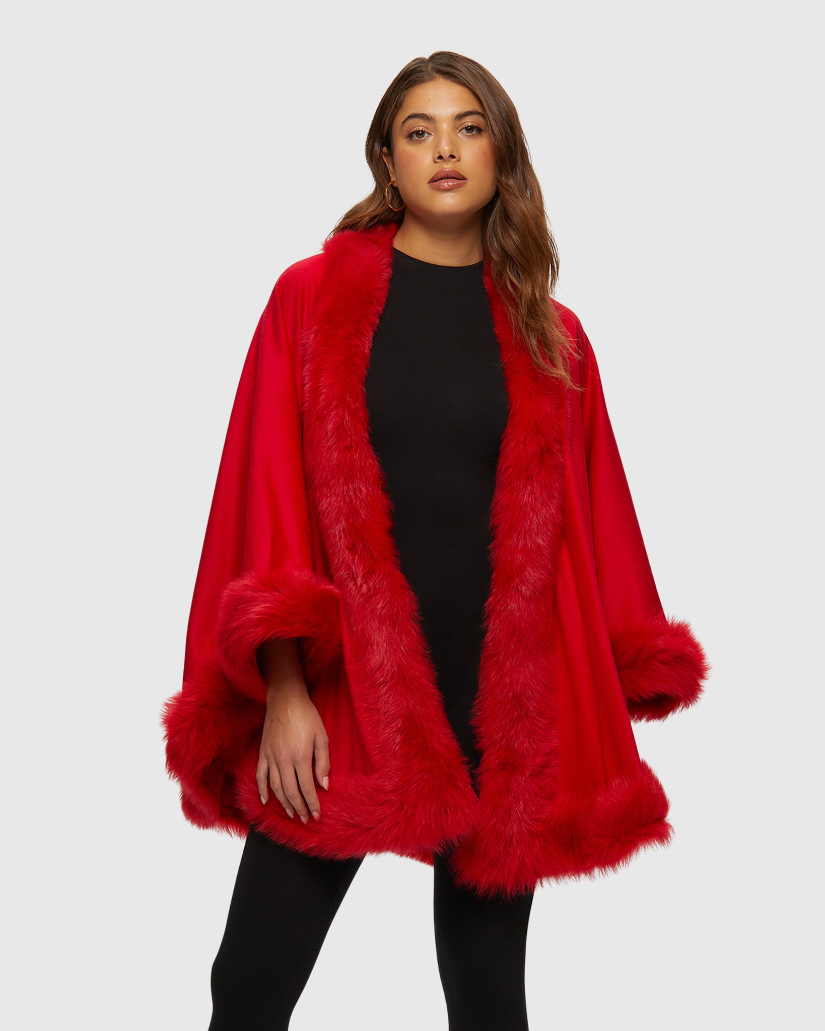 Select Cashmere Cape with Toscana Shearling Lamb Trim