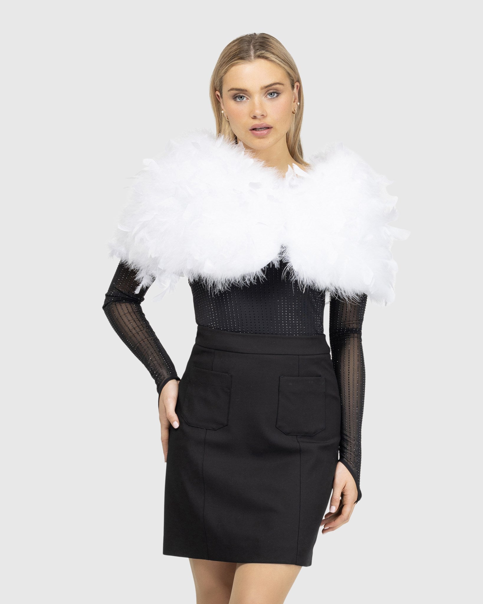 Feather Shoulder Shrug