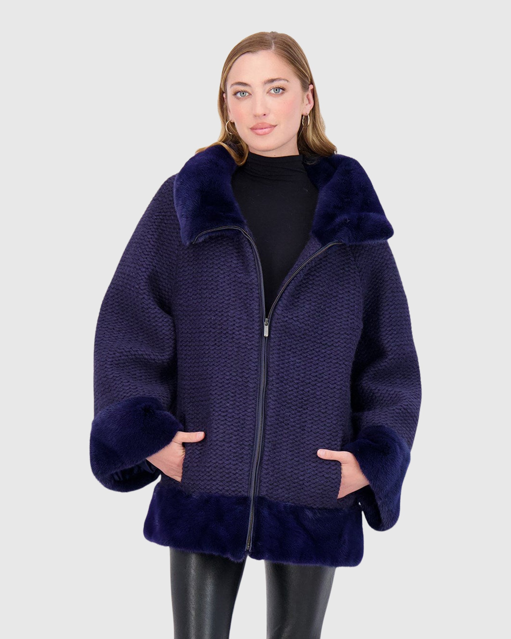 Nylon Jacket with Mink Trim