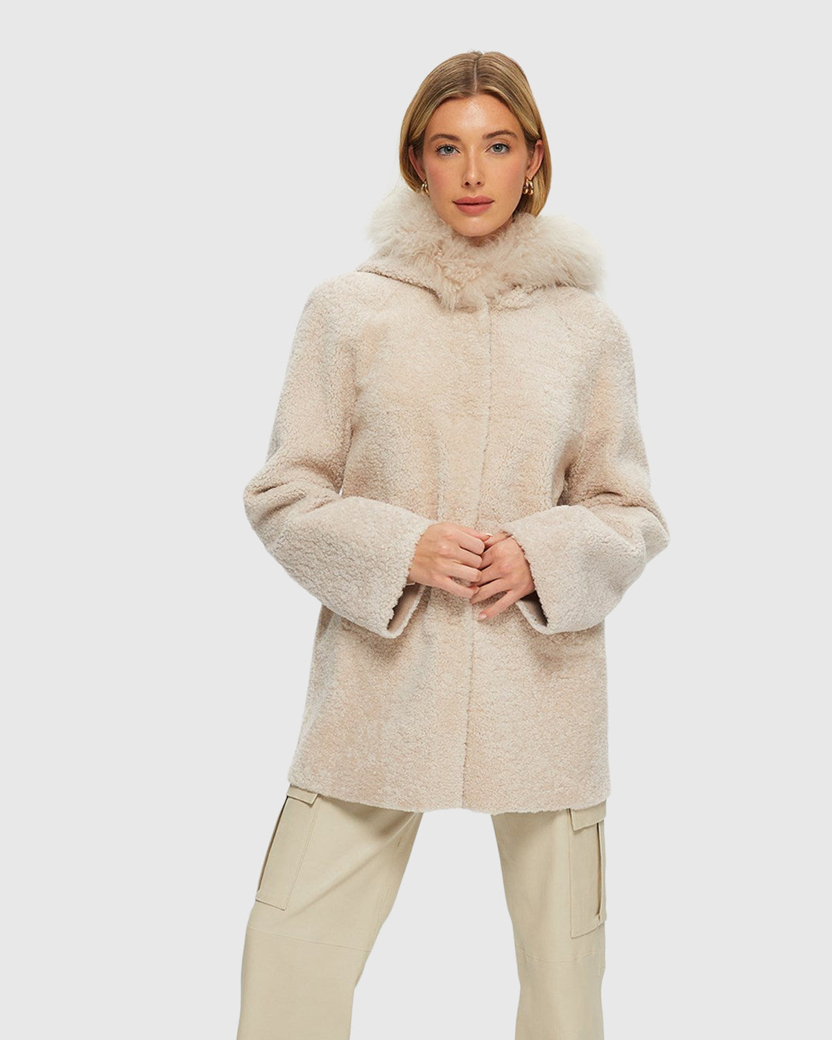 Reversible Shearling Lamb Parka with Select Cashmere Goat Hood Trim