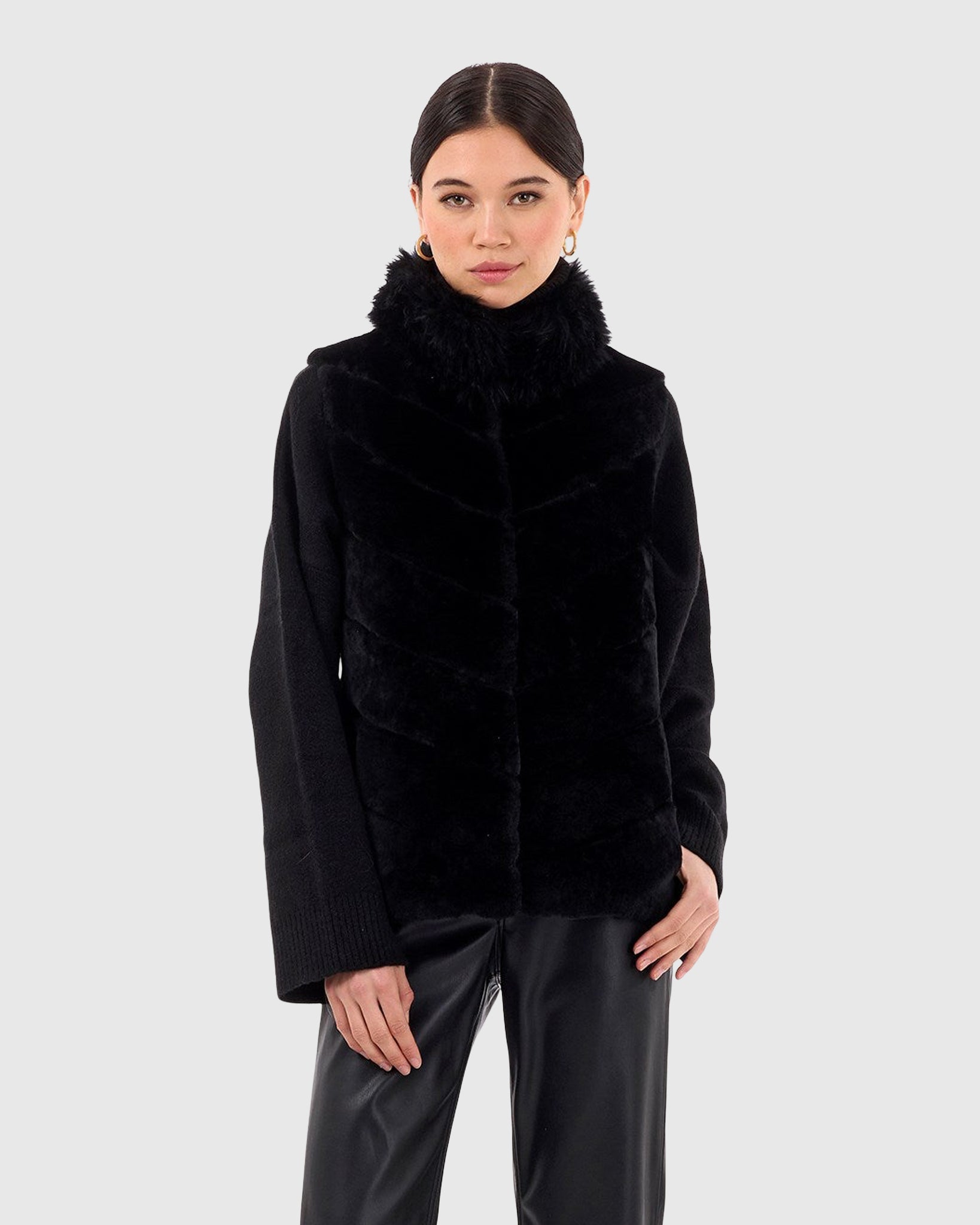 Reversible Shearling Lamb Vest with Select Cashmere Goat Collar
