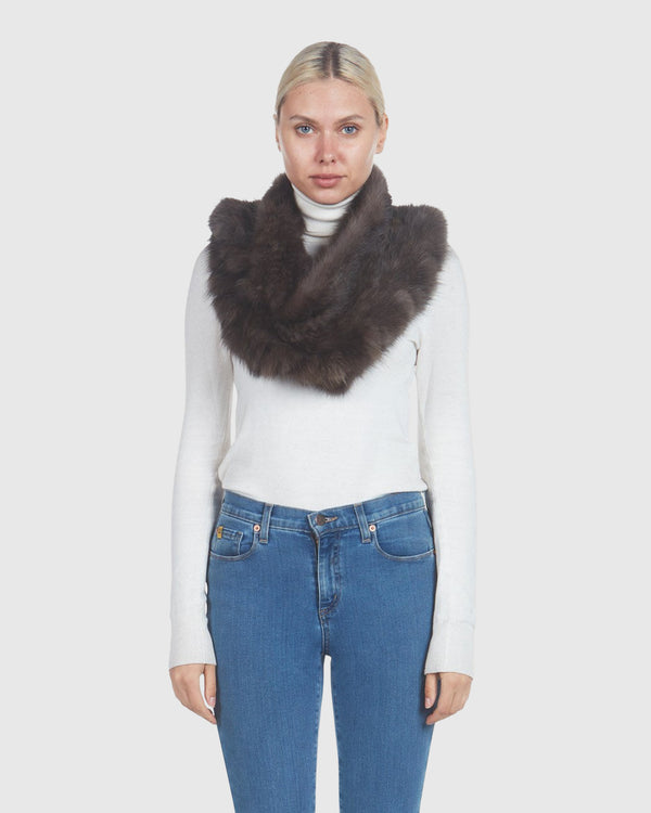 Sable Knit Infinity Ruffle Scarf