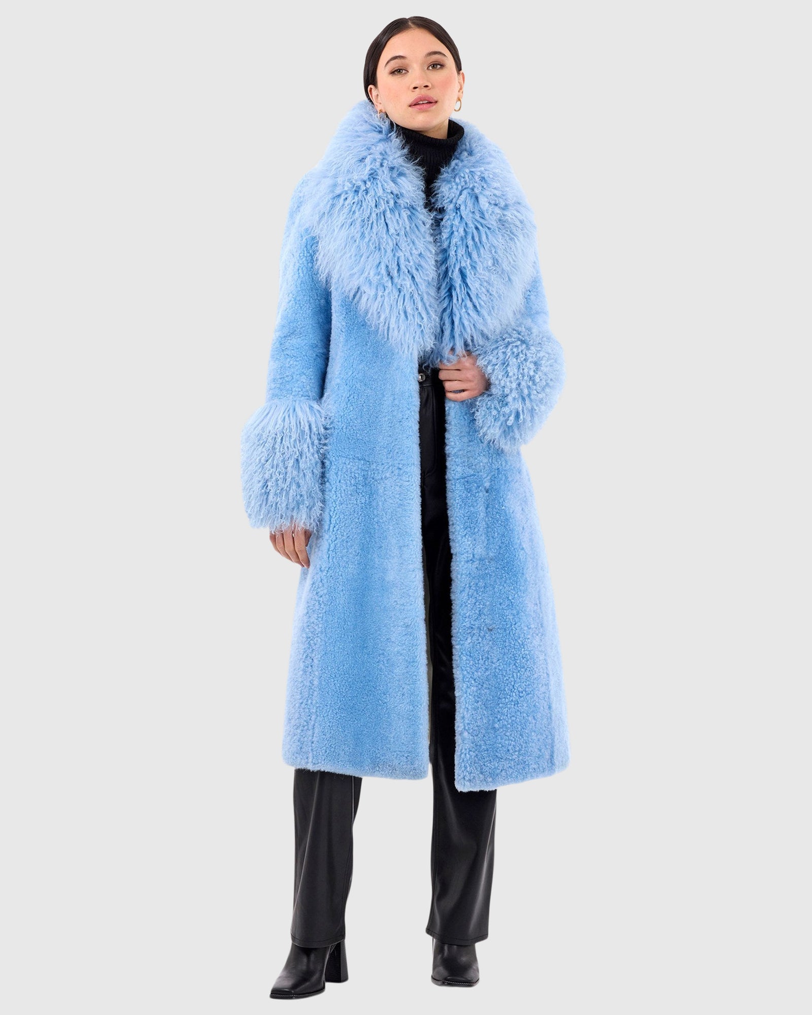 Select Cashmere Goat Short Coat with Select Mongolian Goat Shawl Colla